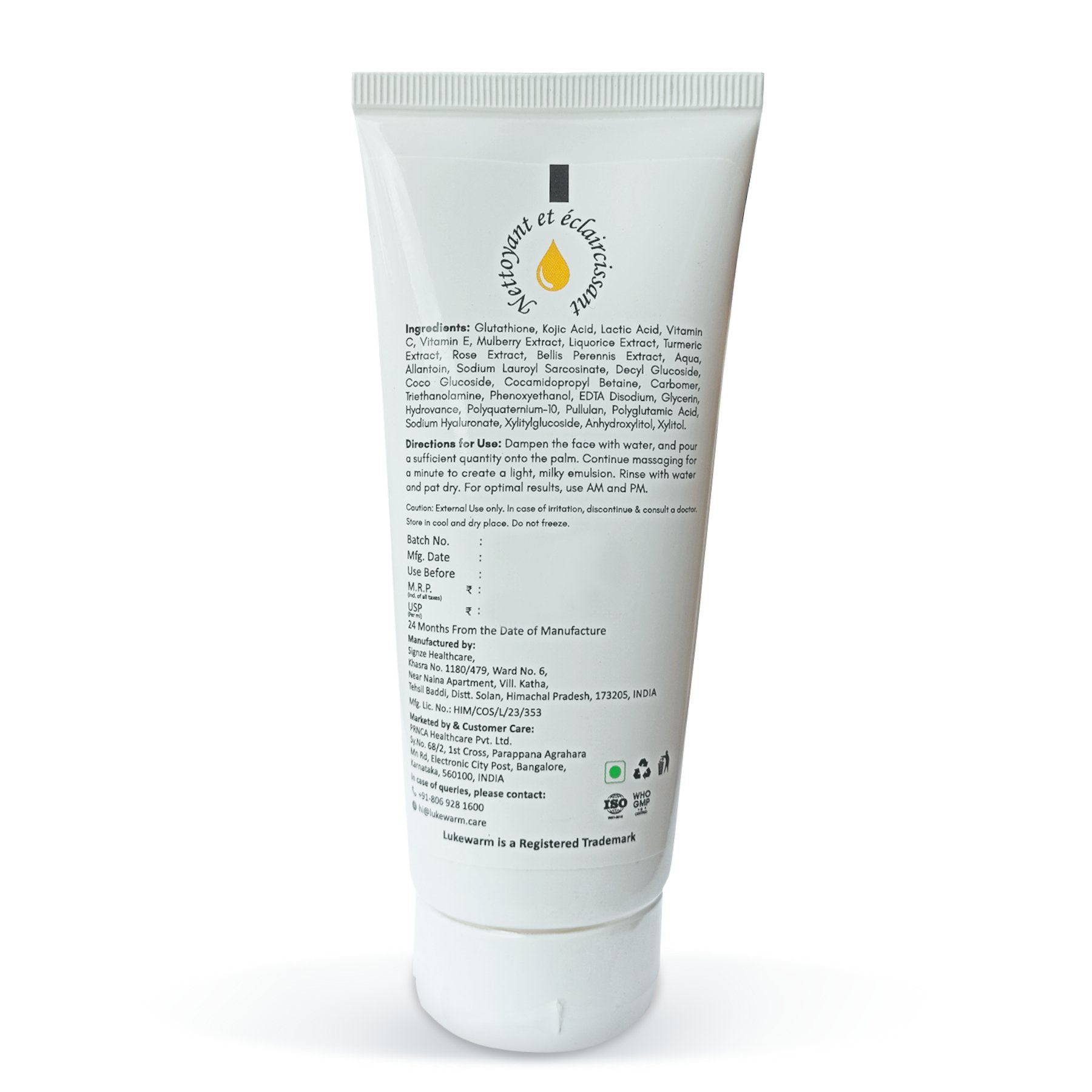 Lukewarm Glutathione Face Wash & Lukewarm Sunscreen Combo : ClickOnCare.com